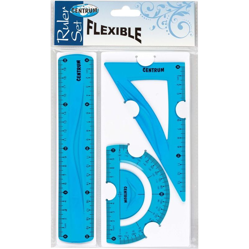 Set SOFT ABC flexible: 20cm ruler, triangle rulers, protractor ruler ...