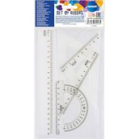 Set: 20cm ruler, 2 triangle rulers, protractor ruler tikai 0.81 EUR ...